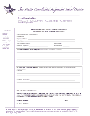 Fillable Online Special Education Dept - San Benito CISD Fax Email ...