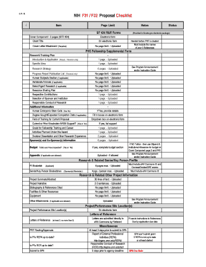 Fillable Online NIH F31 / F32 Proposal Checklist Fax Email Print ...