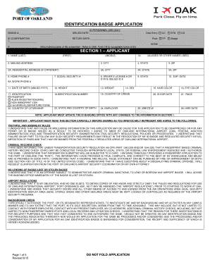 Fillable Online Identification Badge Application - Oakland ...
