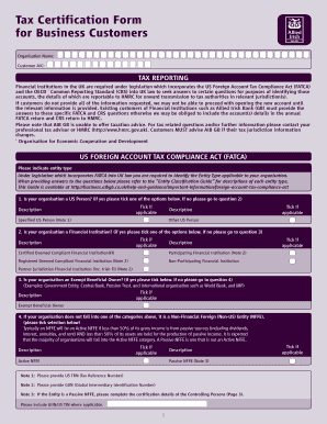 Fillable Online Tax Certification Form for Business Customers Fax Email ...