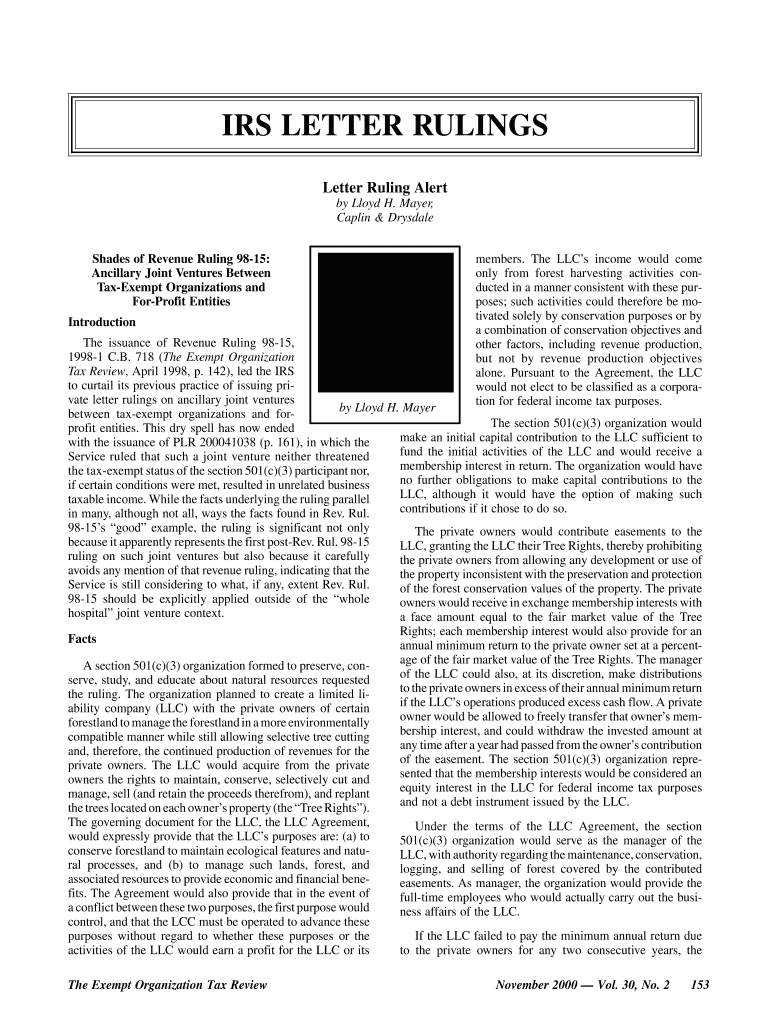 Fillable Online IRS LETTER RULINGS Fax Email Print - pdfFiller