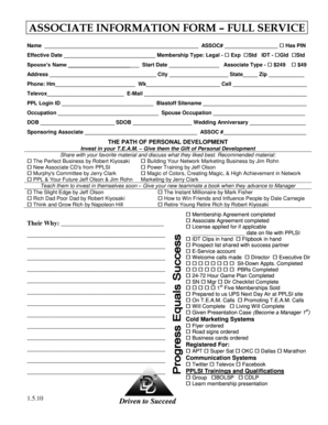 Fillable Online l b5z ASSOCIATE INFORMATION FORM FULL SERVICE - lb5znet - l b5z Fax Email Print ...