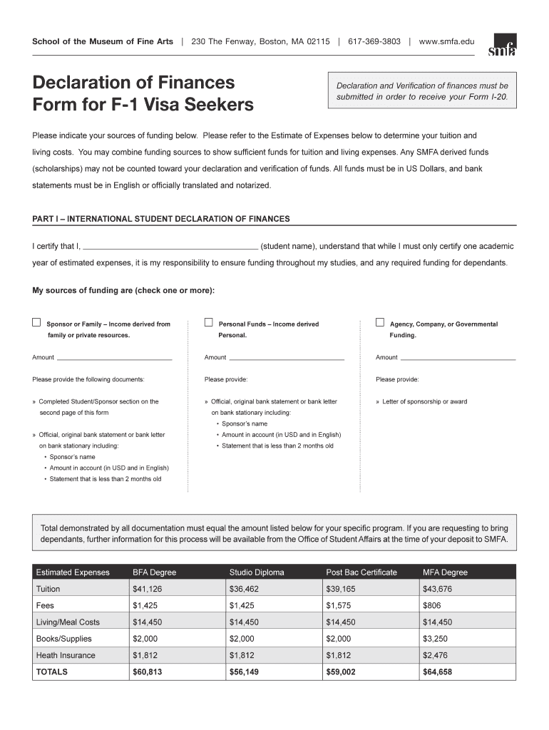 Fillable Online smfa 2016 SMFA Declaration of Finances 2016 SMFA ...