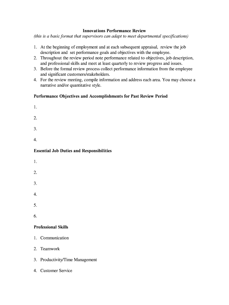 Fillable Online Innovations Performance Review - imaginecoloradoorg Fax ...