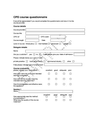 Fillable Online CPD course questionnaire Fax Email Print - pdfFiller