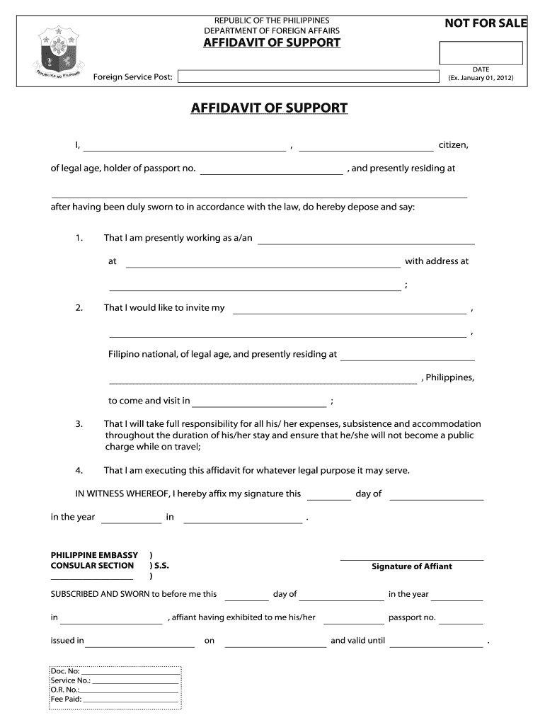 Affidavit Of Support Sample Fill Online Printable Fillable Blank 