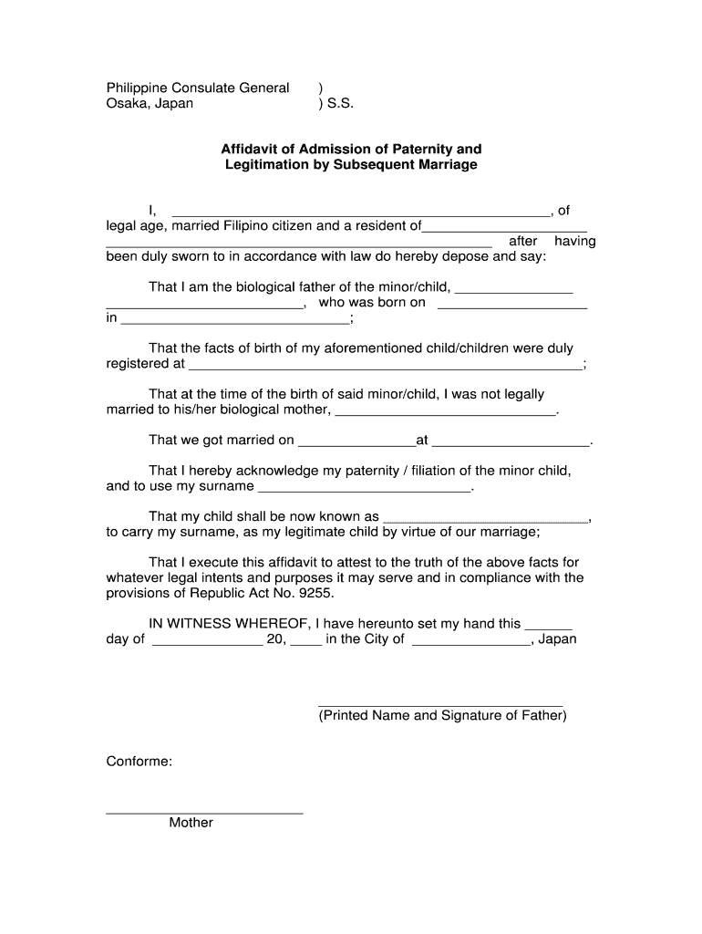 Affidavit Of Legitimation Sample - Fill Online, Printable, Fillable ...