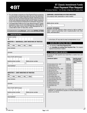Fillable Online BT Classic Investment Funds Flexi Payment Plan request ...