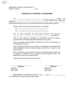 Fillable Online AFFIDAVIT OF SUPPORT GUARANTEE - osakapcgdfagovph Fax ...