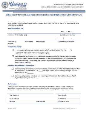 Fillable Online wcers Contribution Change Request Form Defined ...