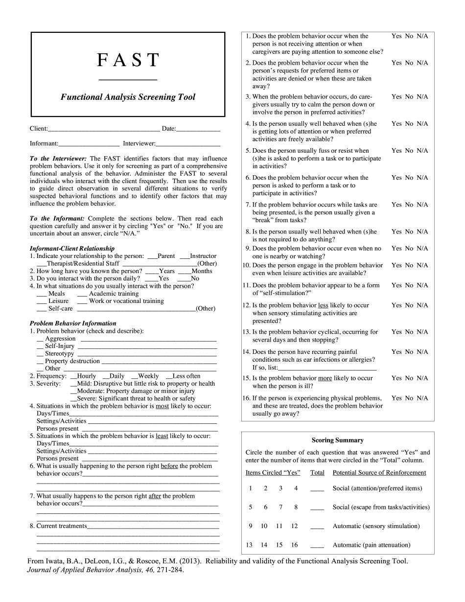 Functional Assessment Tool PDF Printable Blank PDF Online Functional Assessment Tool PDF Printable Blank PDF Online
