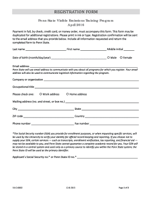 Fillable Online outreach psu Visible Emissions Registration Form Fax ...