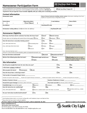 Fillable Online Homeowner Participation Form To be completed by the ...