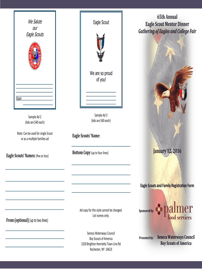 Fillable Online senecawaterways Eagle Scout Eagle Scout Mentor Dinner ...