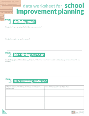 Fillable Online Data worksheet for school improvement planning Fax ...