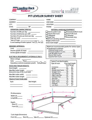 Fillable Online j b5z Pit leveler Survey Pit Survey Fax Email Print ...