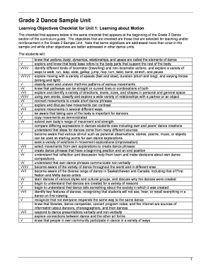 Fillable Online Grade 2 Dance Sample Unit - Horizon School Division Fax ...