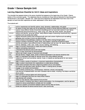 Fillable Online Grade 1 Dance Sample Unit.doc Fax Email Print - pdfFiller