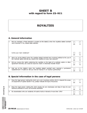Fillable Online ZS-RD1B - ROYALTIES Formular Fax Email Print - pdfFiller
