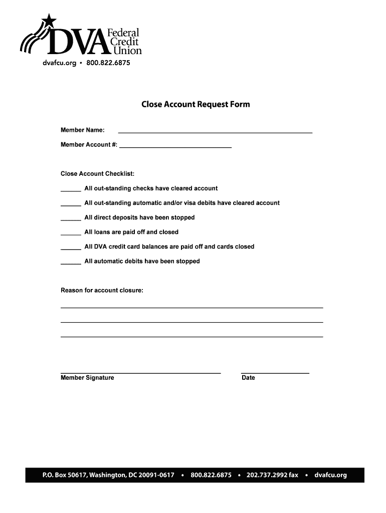 Fillable Online dvafcu Close Account Request Form - bdvafcuorgb Fax ...