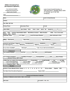 Fillable Online llgi WHEELS Enrollment form - Land of Lincoln Goodwill ...