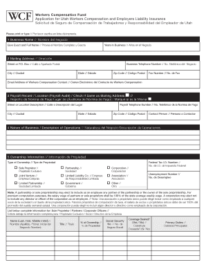 Fillable Online Workers Compensation Fund Application for Utah Workers ...