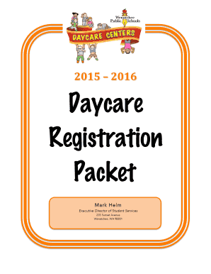 Fillable Online wenatcheeschools 20152016 Daycare Registration Packet ...