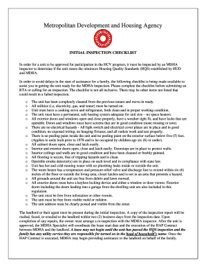 Fillable Online INITIAL INSPECTION CHECKLIST Fax Email Print - pdfFiller