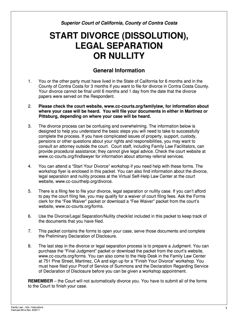 Fillable Online START DISSOLUTION LEGAL SEPARATION OR NULLITY PACKET Fax Email Print - pdfFiller