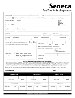 Fillable Online Part-Time Student Registration - Seneca Fax Email Print ...
