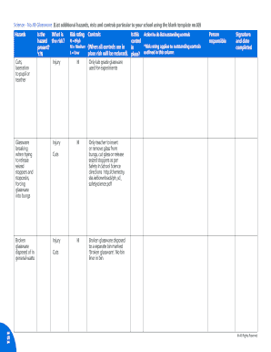 Fillable Online hsa Science - No49 Glassware List additional hazards ...