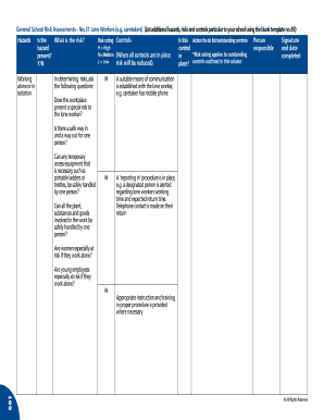 Fillable Online hsa General School Risk Assessments - No31 Lone Workers ...