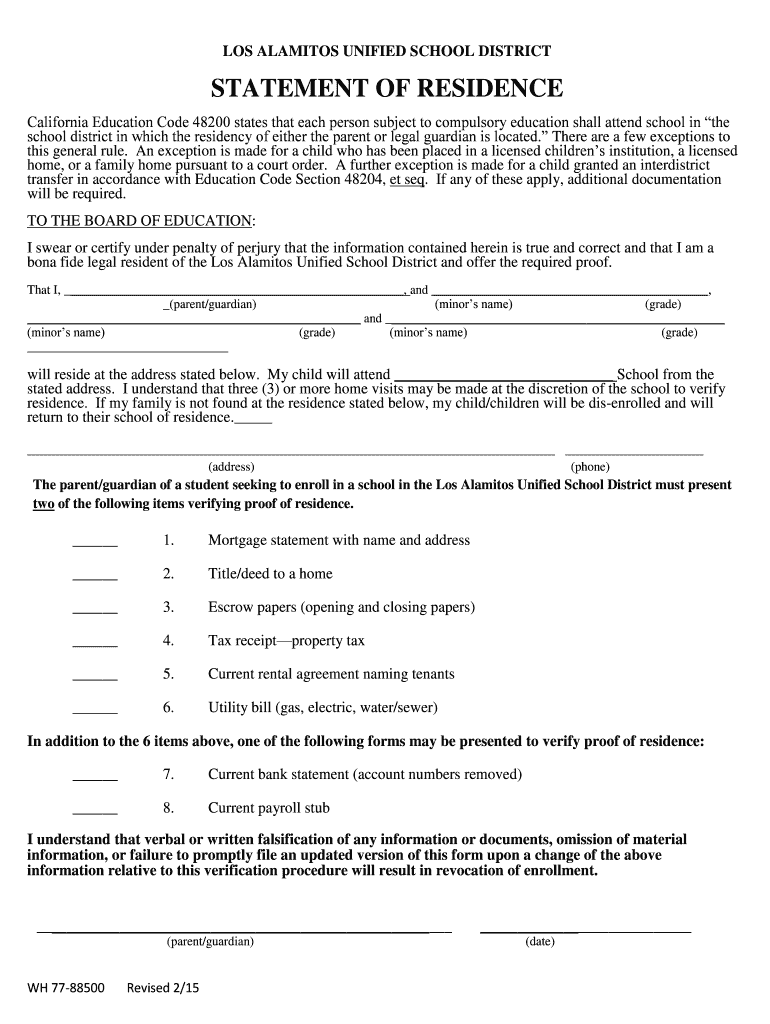 Fillable Online losal LOS ALAMITOS UNIFIED SCHOOL DISTRICT STATEMENT OF ...