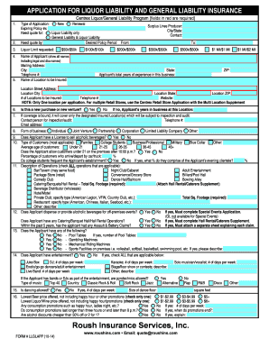 Fillable Online APPLICATION FOR LIQUOR LIABILITY AND GENERAL LIABILITY ...