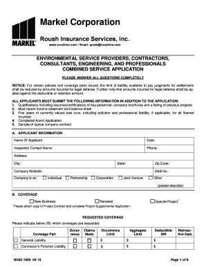 Fillable Online Markel Corporation - roushinscom Fax Email Print ...
