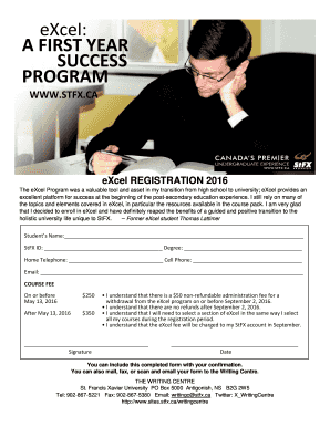 Fillable Online EXcel A FIRST YEAR SUCCESS PROGRAM - sitesstfxca Fax ...
