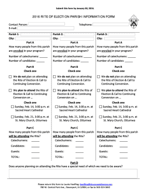 Fillable Online davenportdiocese 2016 RITE OF ELECTION PARISH ...