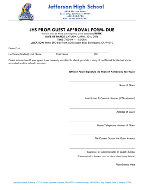 Fillable Online juhsd JHS PROM GUEST APPROVAL FORM- DUE - bjuhsdnetb ...