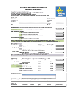 Fillable Online Warrington Swimming and Water Polo Club Fax Email Print ...