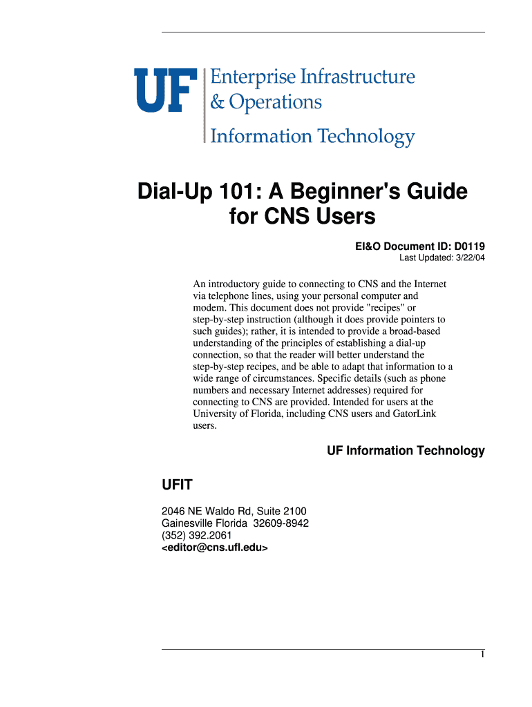 Fillable Online Dial-Up 101: A Beginner's Guide Fax Email Print - pdfFiller
