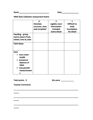 Fillable Online nsta Bennett Data Collection Assessment Rubricdoc ...