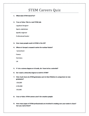 Fillable Online STEM Careers Quiz Fax Email Print - pdfFiller