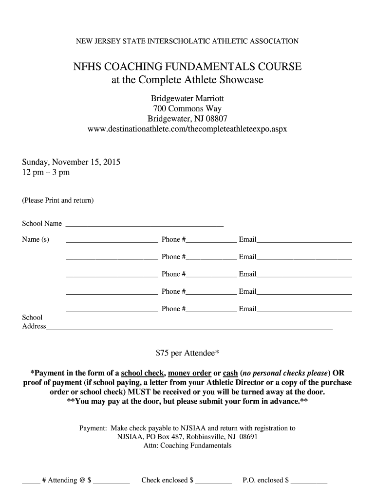 Fillable Online njsiaa NFHS COACHING FUNDAMENTALS COURSE at the ...