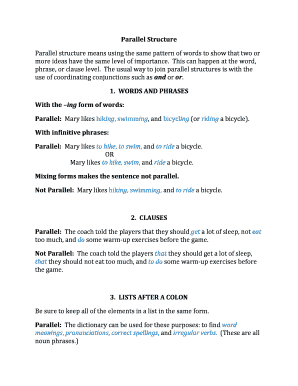 Fillable Online Parallel structure means using the same pattern of ...