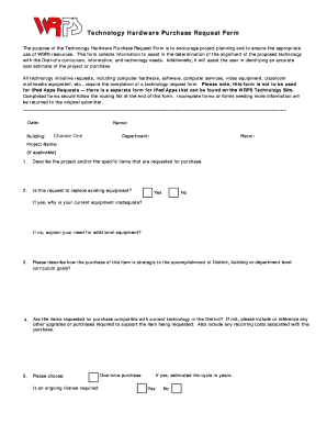 Fillable Online Technology Hardware Purchase Request Form Fax Email ...