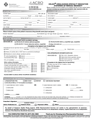 Fillable Online XOLAIR (OMALIZUMAB) SPECIALTY MEDICATION STATEMENT OF ...