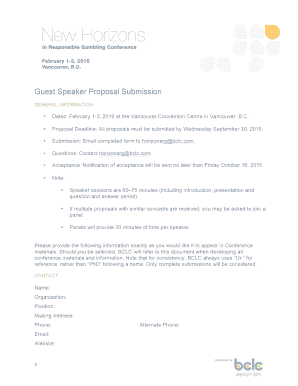 Fillable Online Guest Speaker Proposal Submission Form 2016 - COPY ...