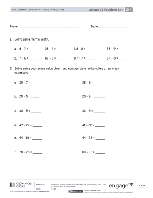 Fillable Online NYS COMMON CORE MATHEMATICS CURRICULUM Name Lesson 11 ...