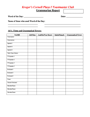 Fillable Online GrammarianReportTemplate2.doc Fax Email Print - pdfFiller