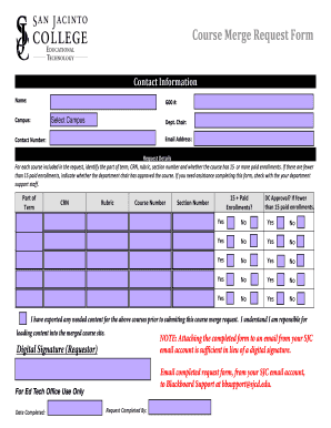 Fillable Online SJC EdTech Course Merge Request Form Fax Email Print ...